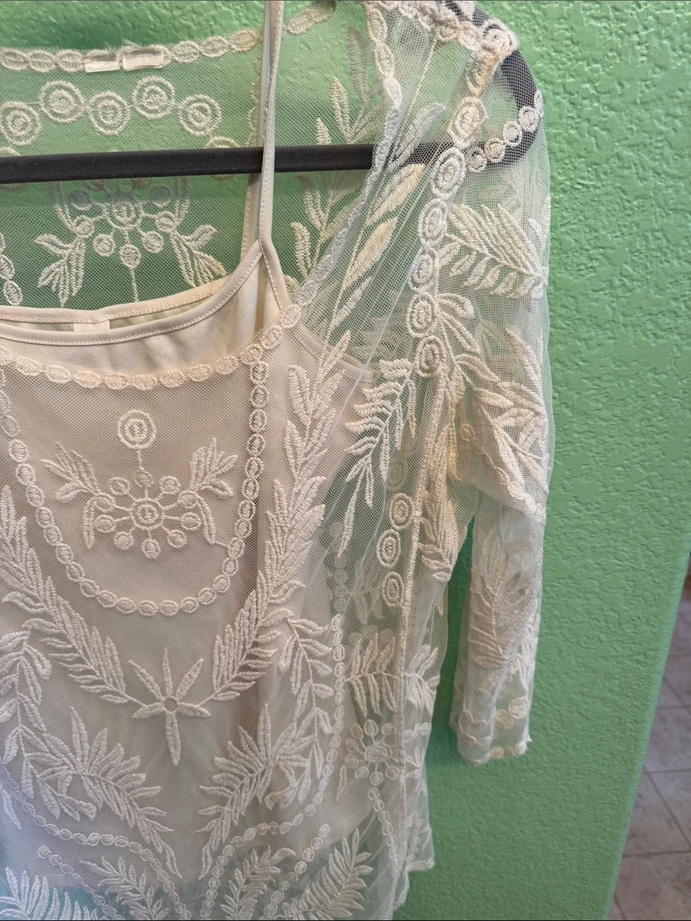 Tops | Boho Ivory Lace Overlay Womens Top | Poshmark